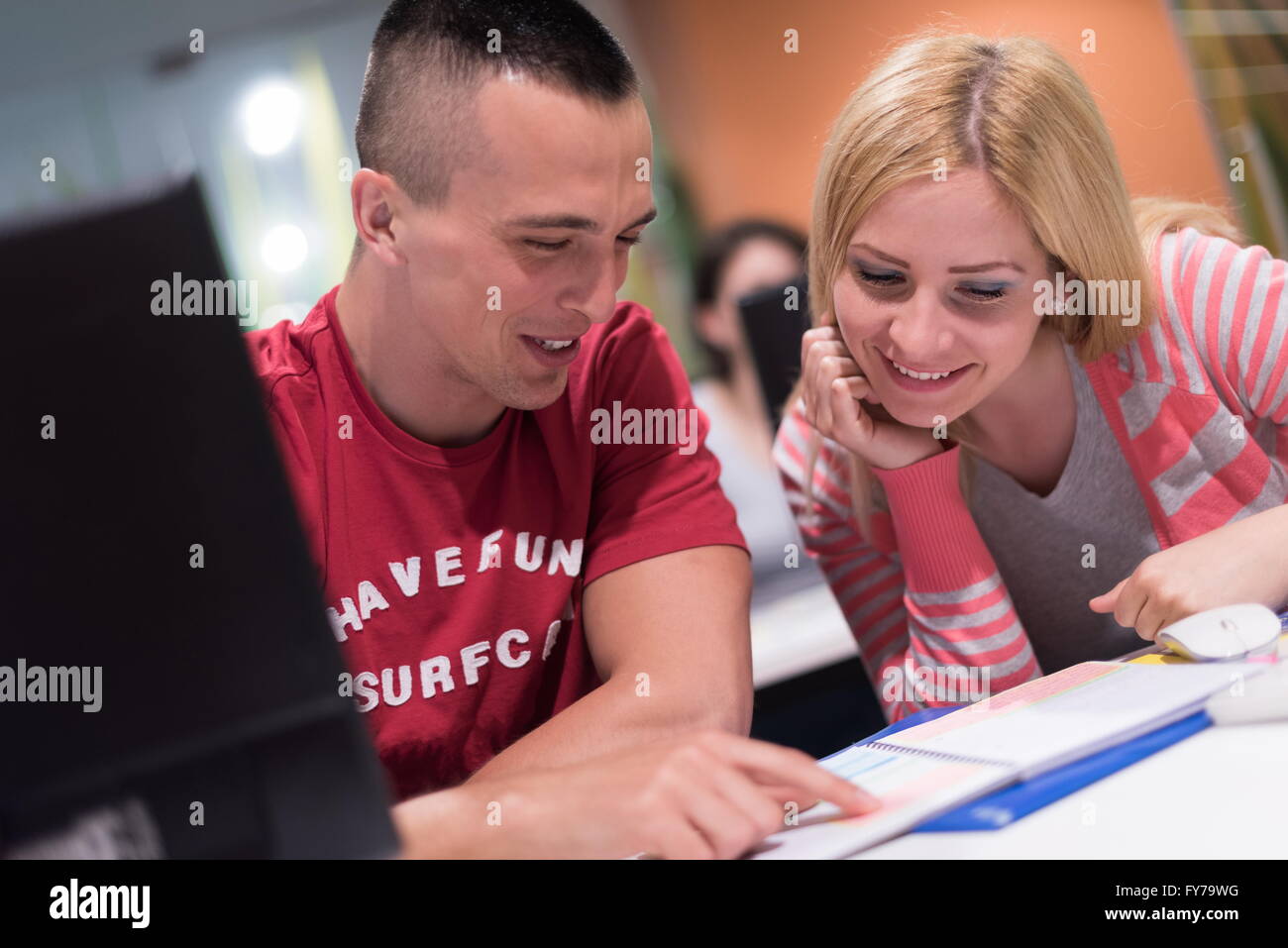 technology students group in computer lab school classroom working on Stock Photo - Alamy