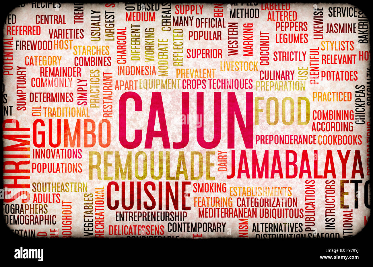 Cajun Food and Cuisine Menu Background with Local Dishes Stock Photo ...