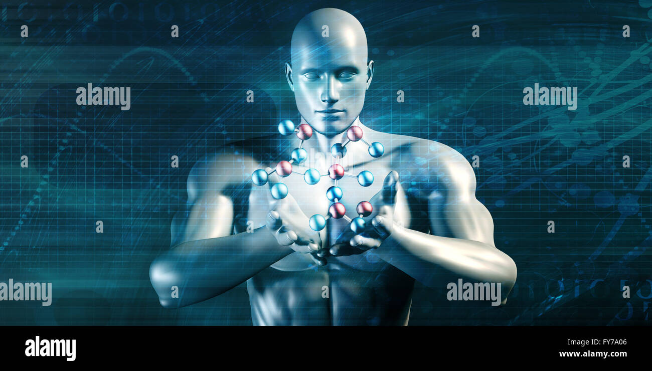 Scientist Performing Research and Experimenting with Science Molecule ...