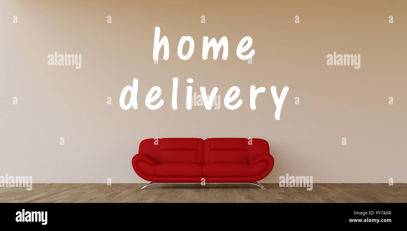 Home Delivery Concept with Home Interior Art Stock Photo - Alamy