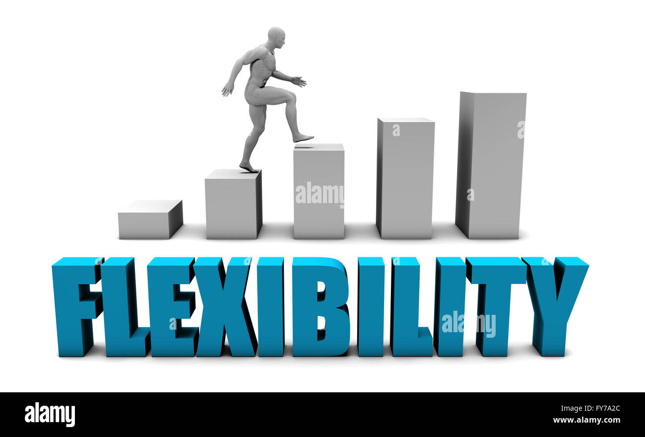 Flexibility 3D Concept in Blue with Bar Chart Graph Stock Photo - Alamy
