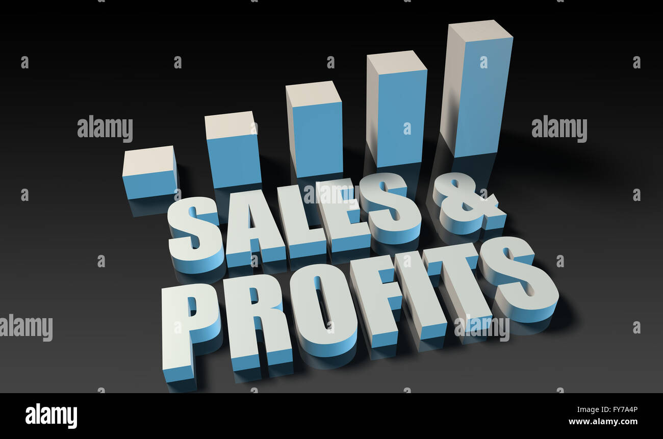 Sales and profits graph chart in 3d on blue and black Stock Photo - Alamy