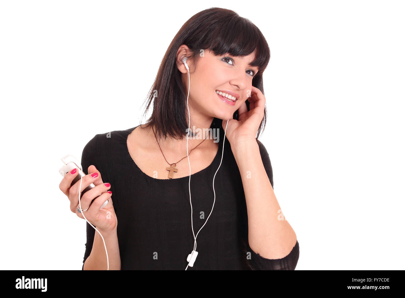 beautiful girl listening music Stock Photo - Alamy
