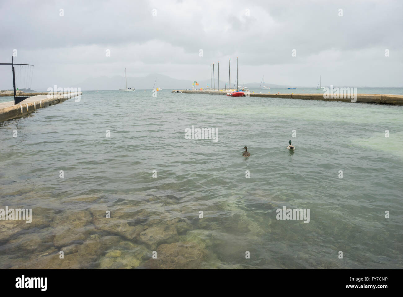Mediterranean, Mallorca beach with stormy sky, seashore without people ...