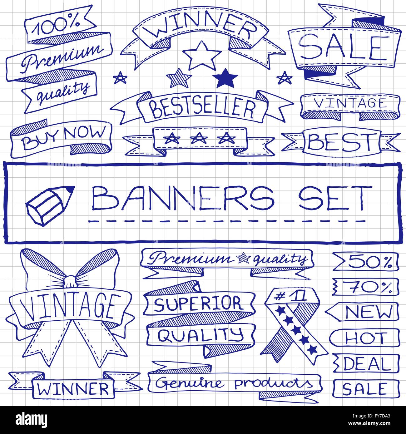 Hand drawn banner and tag icons Stock Vector Image & Art - Alamy