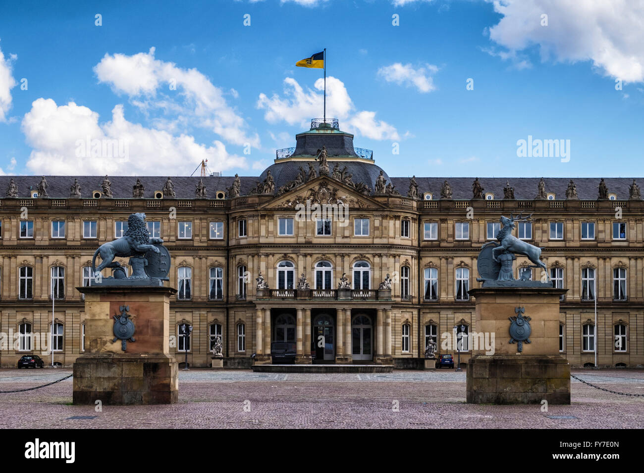 Neues Schloss, New Palace building exterior on Palace Square, Stuttgart ...