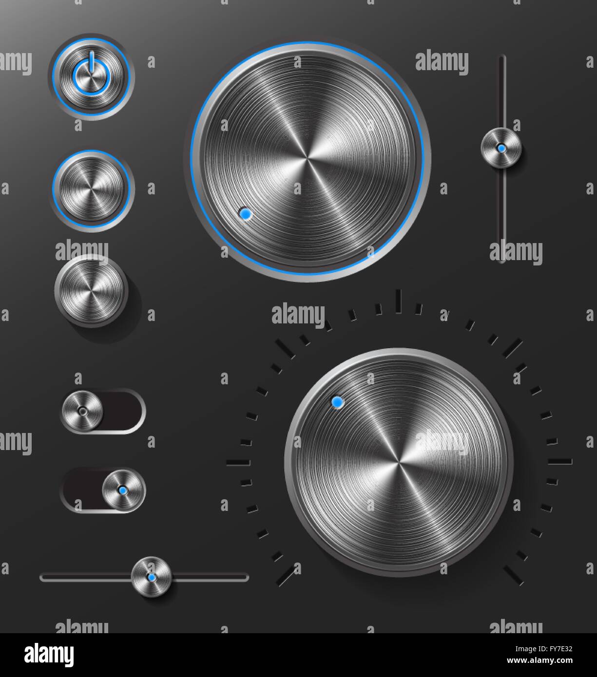 Dark metal buttons and dials set Stock Vector Image & Art - Alamy