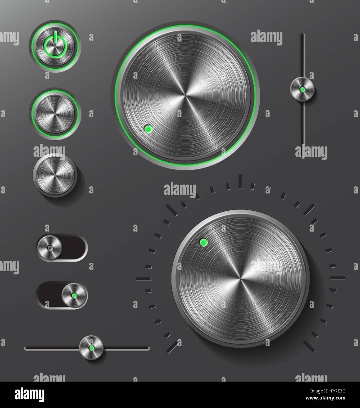 Grey metal buttons and dials set Stock Vector Image & Art - Alamy