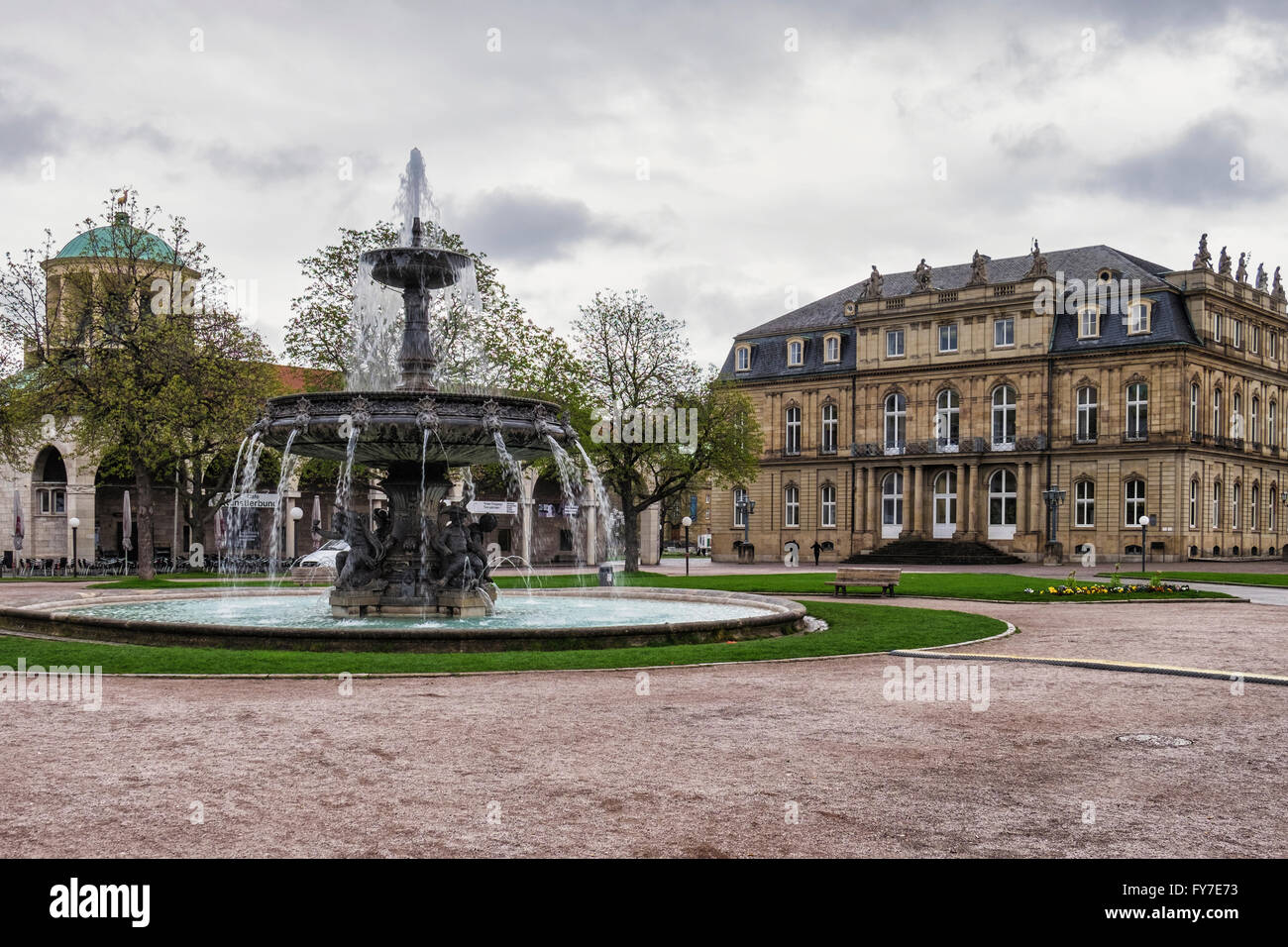 Fountain and Neues Schloss, New Palace on Palace Square,and art gallery ...
