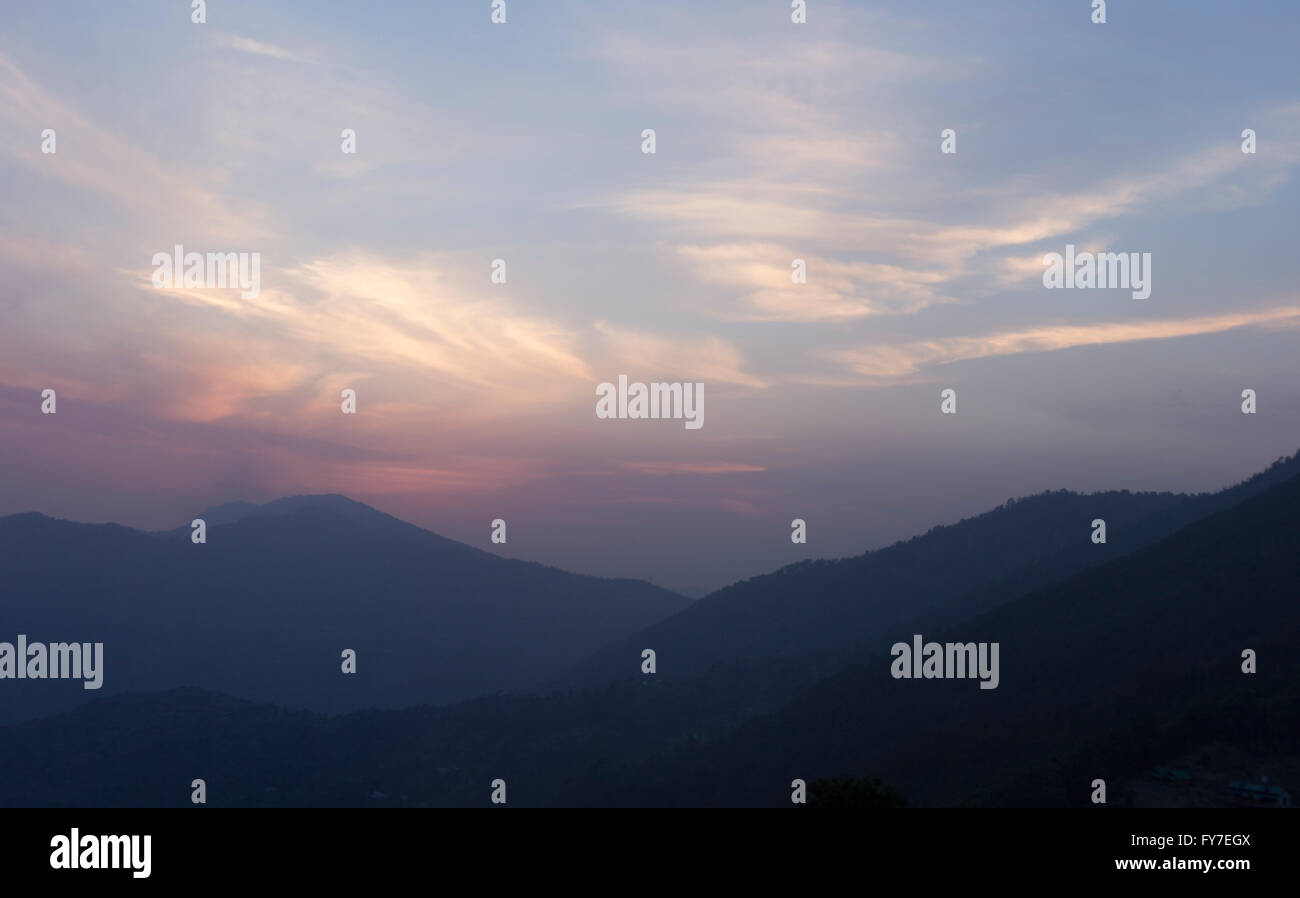 The foothills of the Himalayas seen from the Mountain Quail Resort in ...