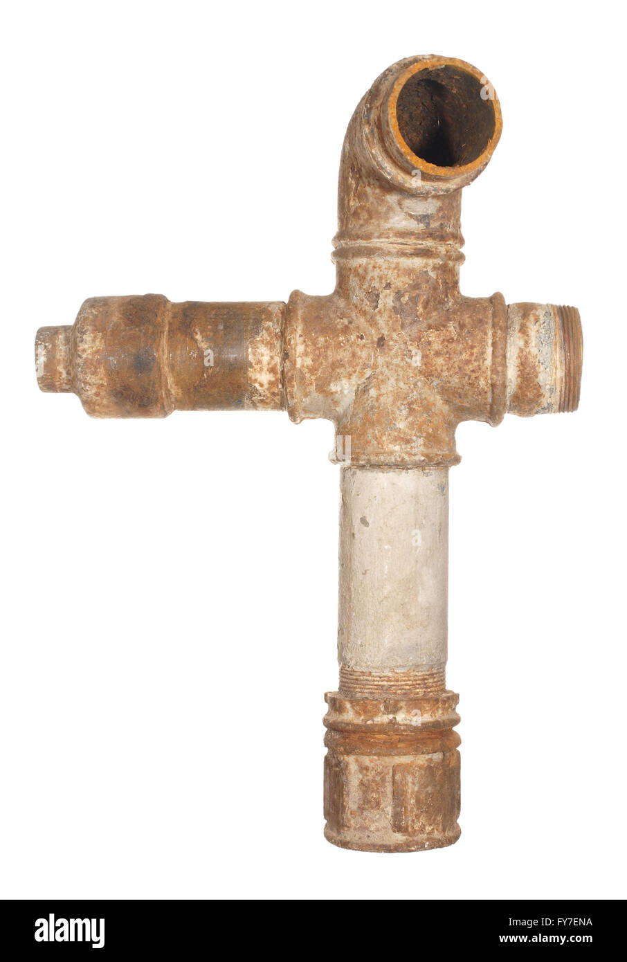 A fragment of the old water conduit consisting of pipes and fittings ...