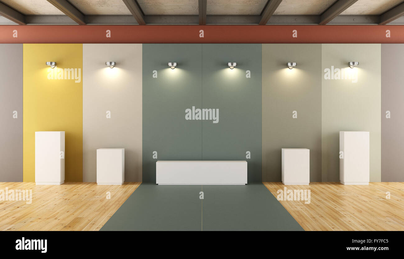 Modern museum for contemporary sculptures exhibition - 3d rendering ...