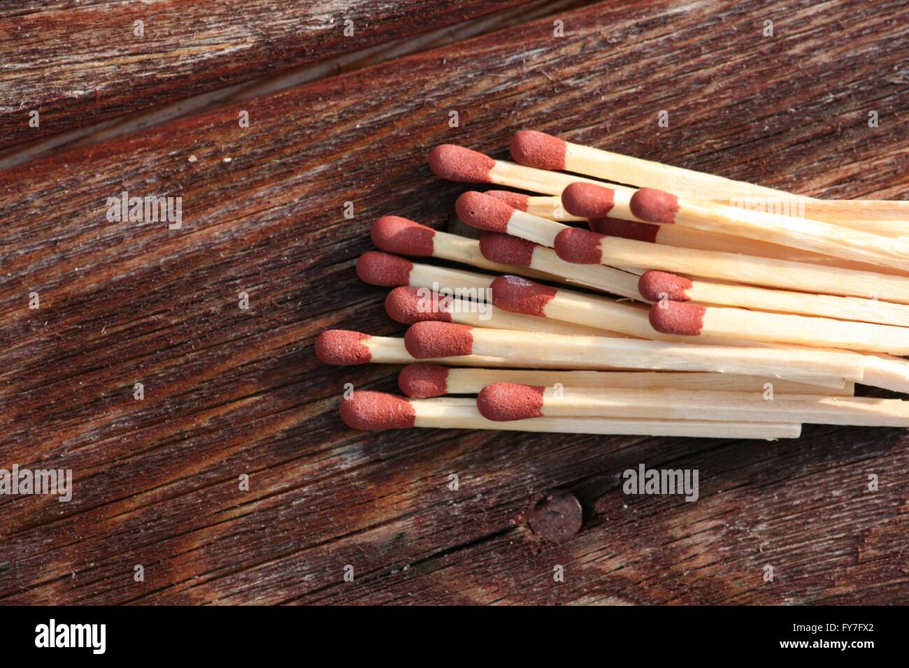 safety matches on wooden table Stock Photo - Alamy