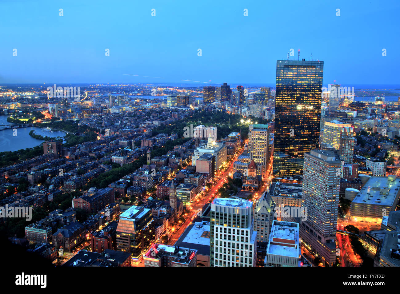 Aerial view of Boston at dusk Stock Photo - Alamy