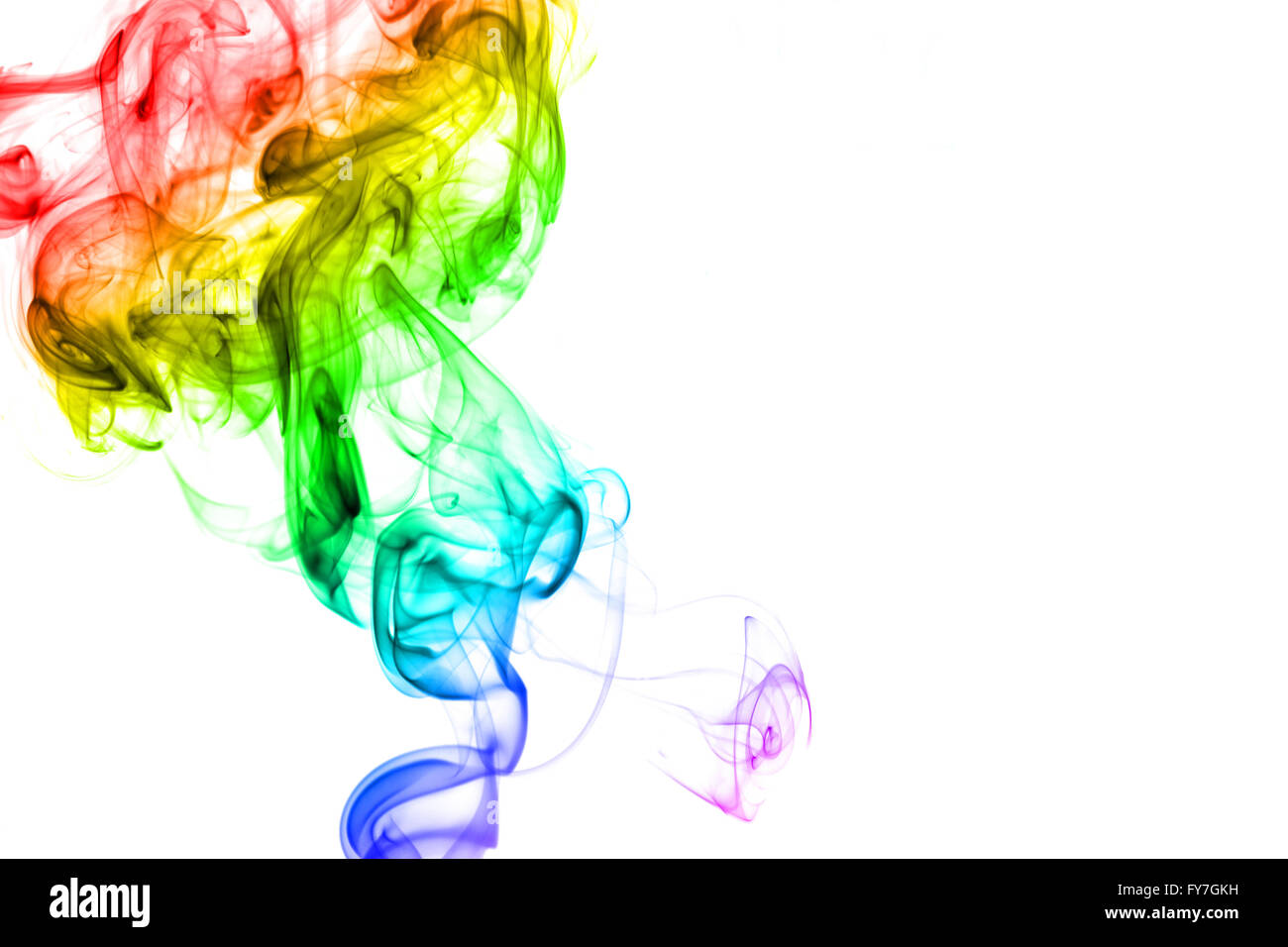 Rainbow smoke isolated on white background Stock Photo - Alamy