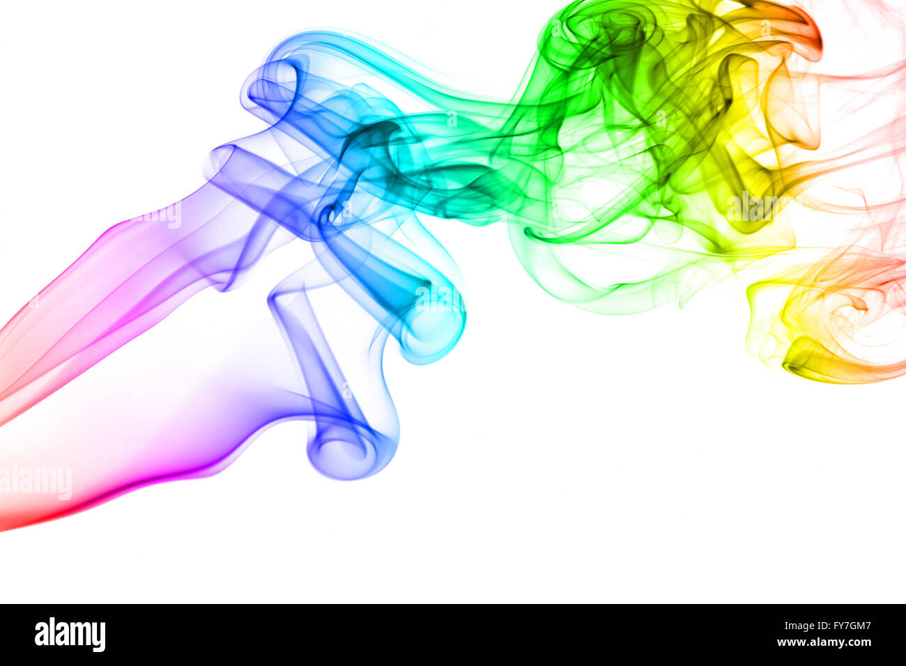 Rainbow smoke isolated on white background Stock Photo - Alamy