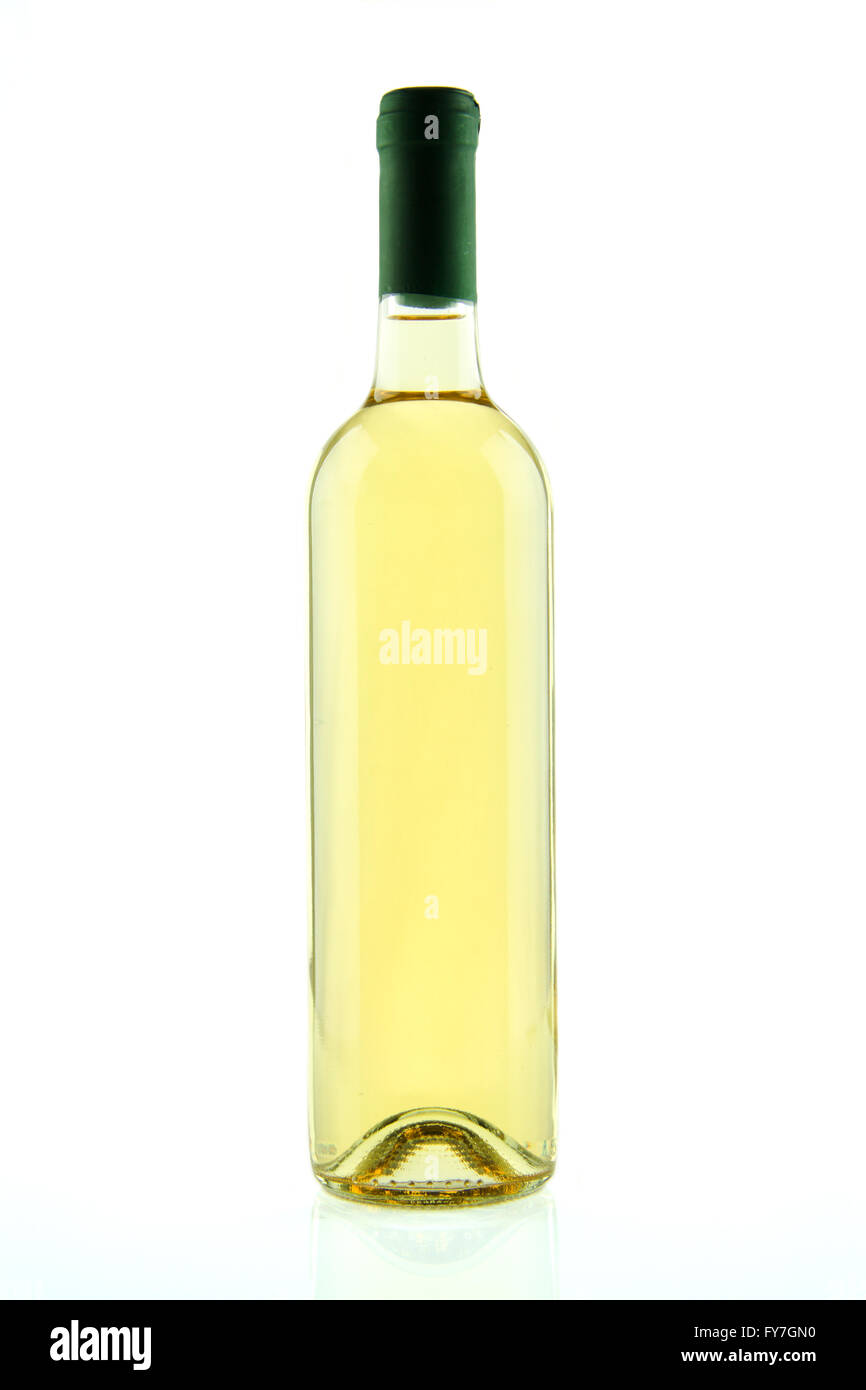 Bottle of white wine isolated Stock Photo - Alamy