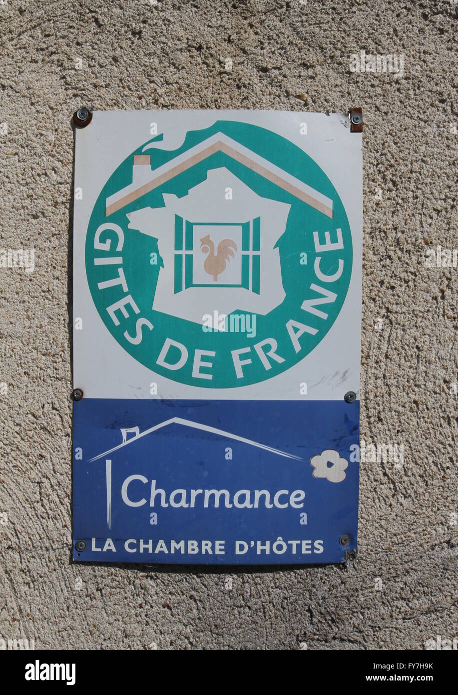 Gites de France sign on wall Rochecorbon France April 2016 Stock Photo ...