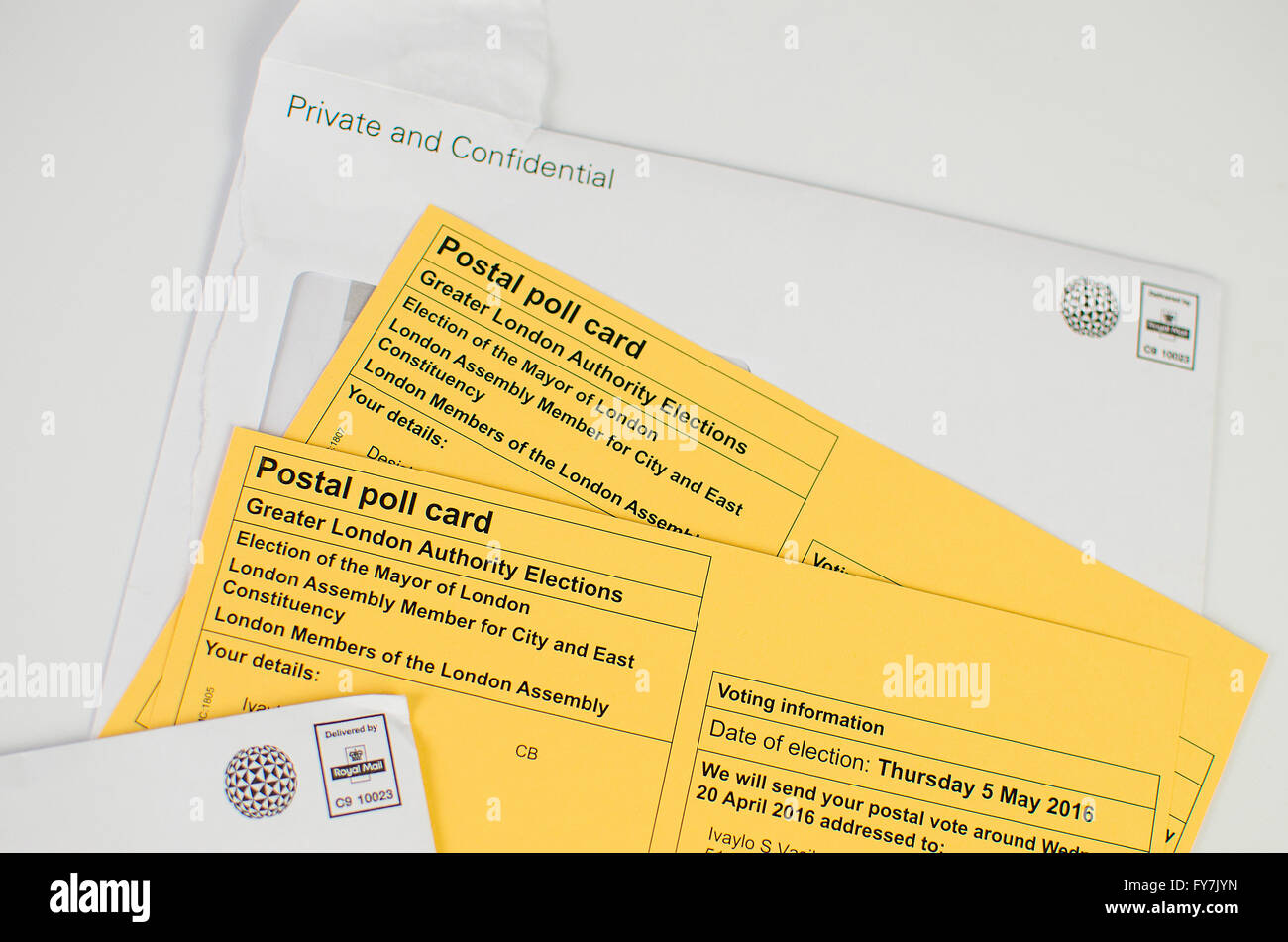 voting elections postal poll card London UK ballot papers Stock Photo ...