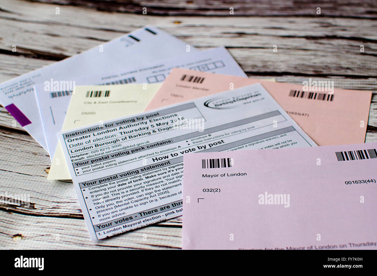 voting elections postal poll card London UK ballot papers Stock Photo ...