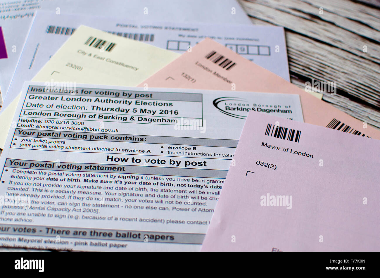 voting elections postal poll card London UK ballot papers Stock Photo ...