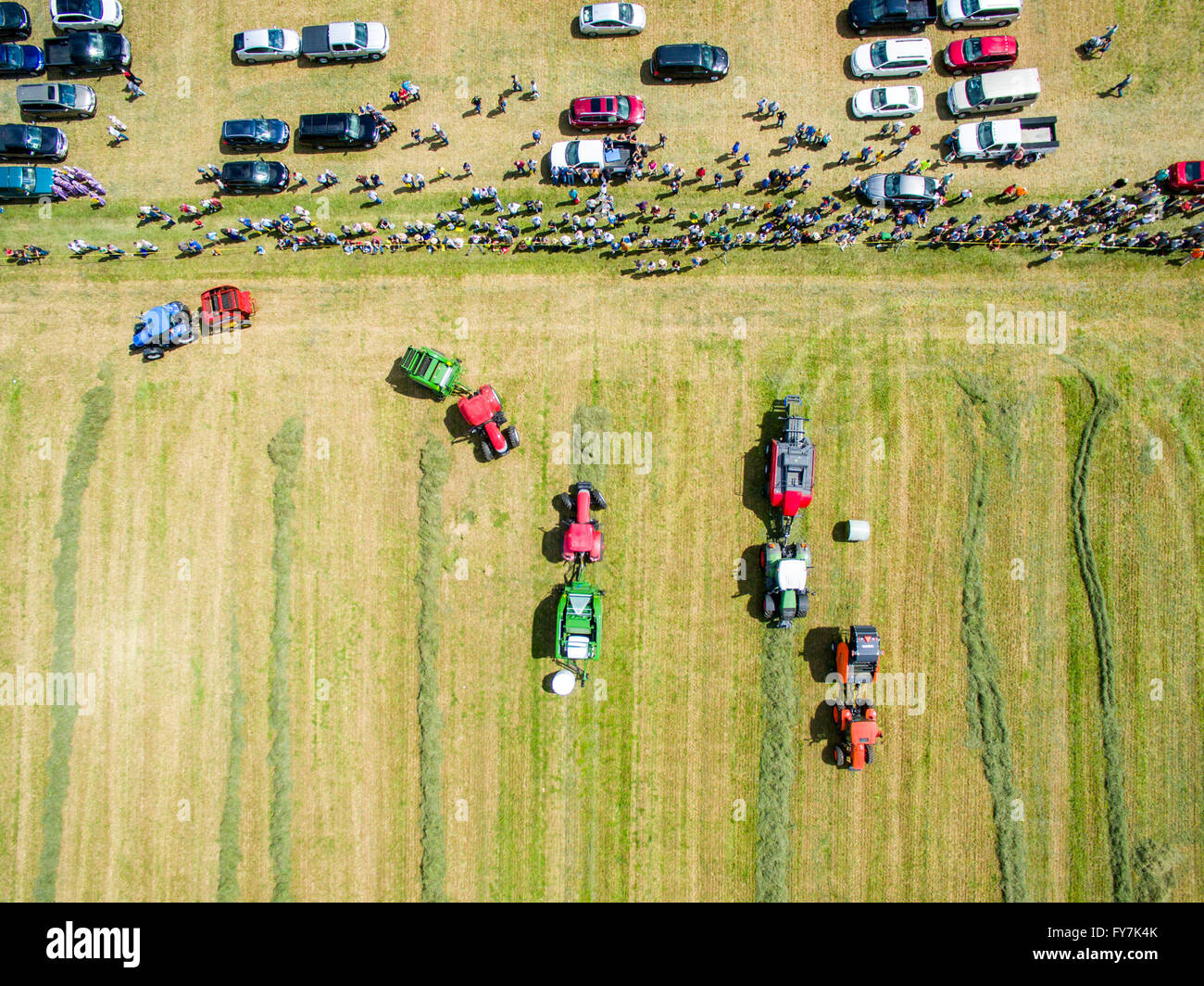 Aerial view of a Tractor Show at Ag Progress Day 2015 in State College ...