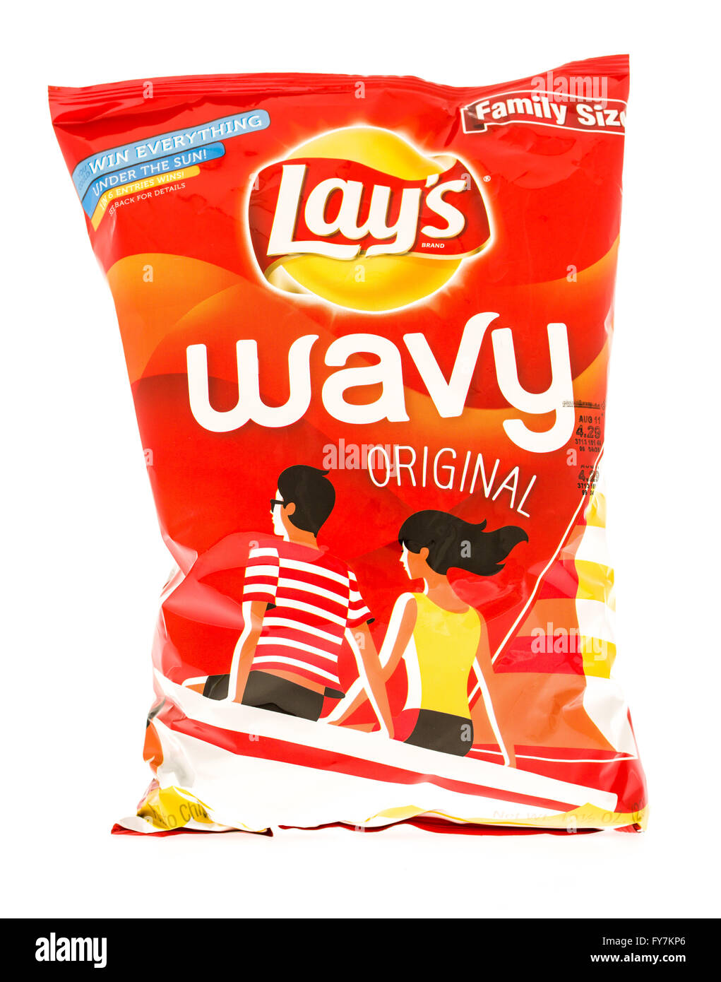 Winneconni, WI - 7 July 2015: Bag of Lay's Wavy original potato chips ...