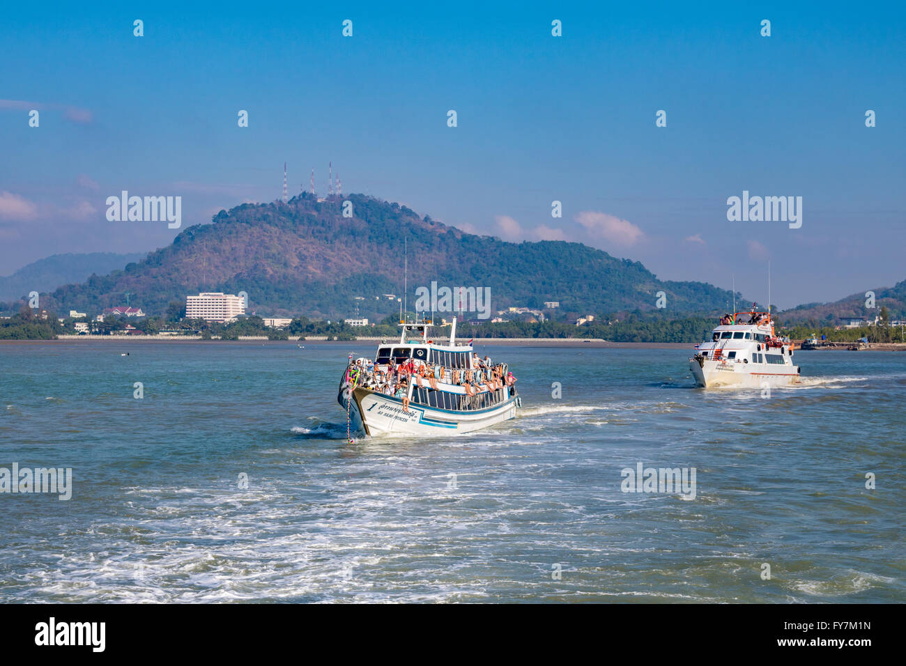 Thailand Phuket Aboard the ferry to Phi Phi Islands from Phuket Stock ...
