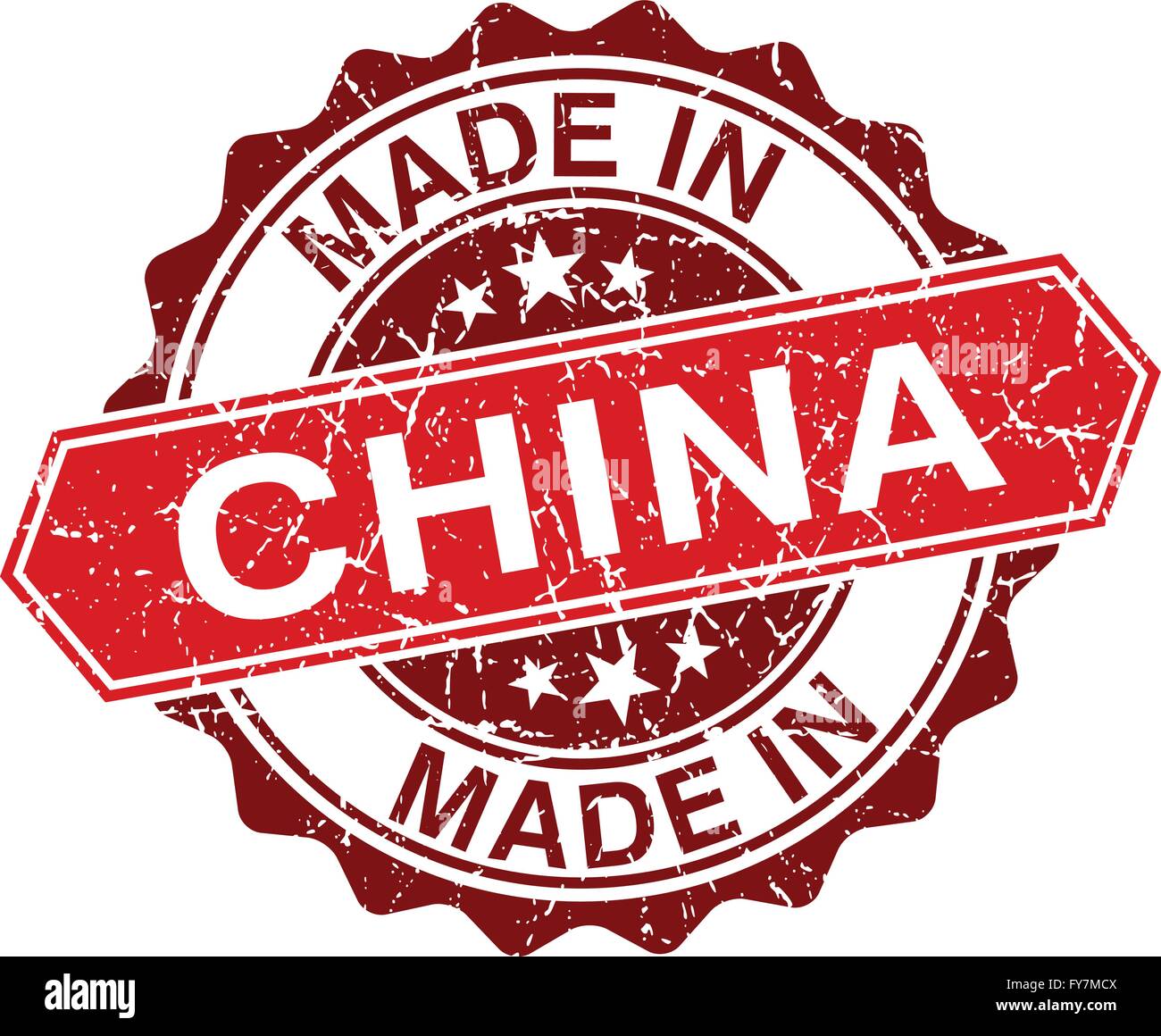 made in China red stamp isolated on white background Stock Vector Image ...