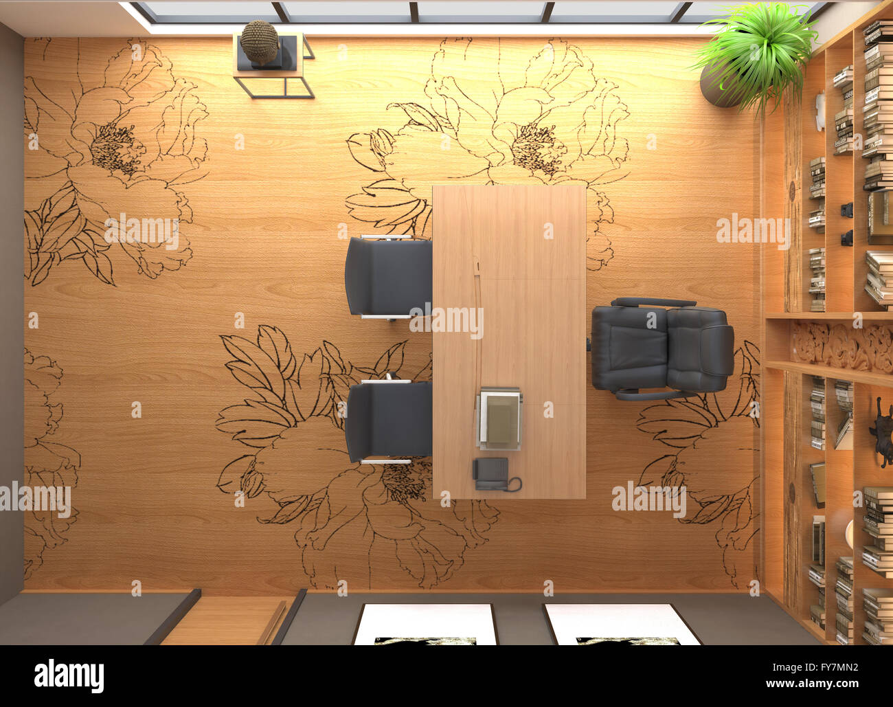 Office Top View Stock Photo - Alamy