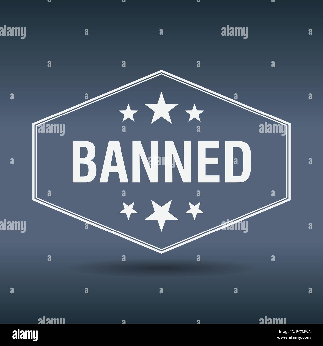 banned hexagonal white vintage retro style label Stock Vector Image ...