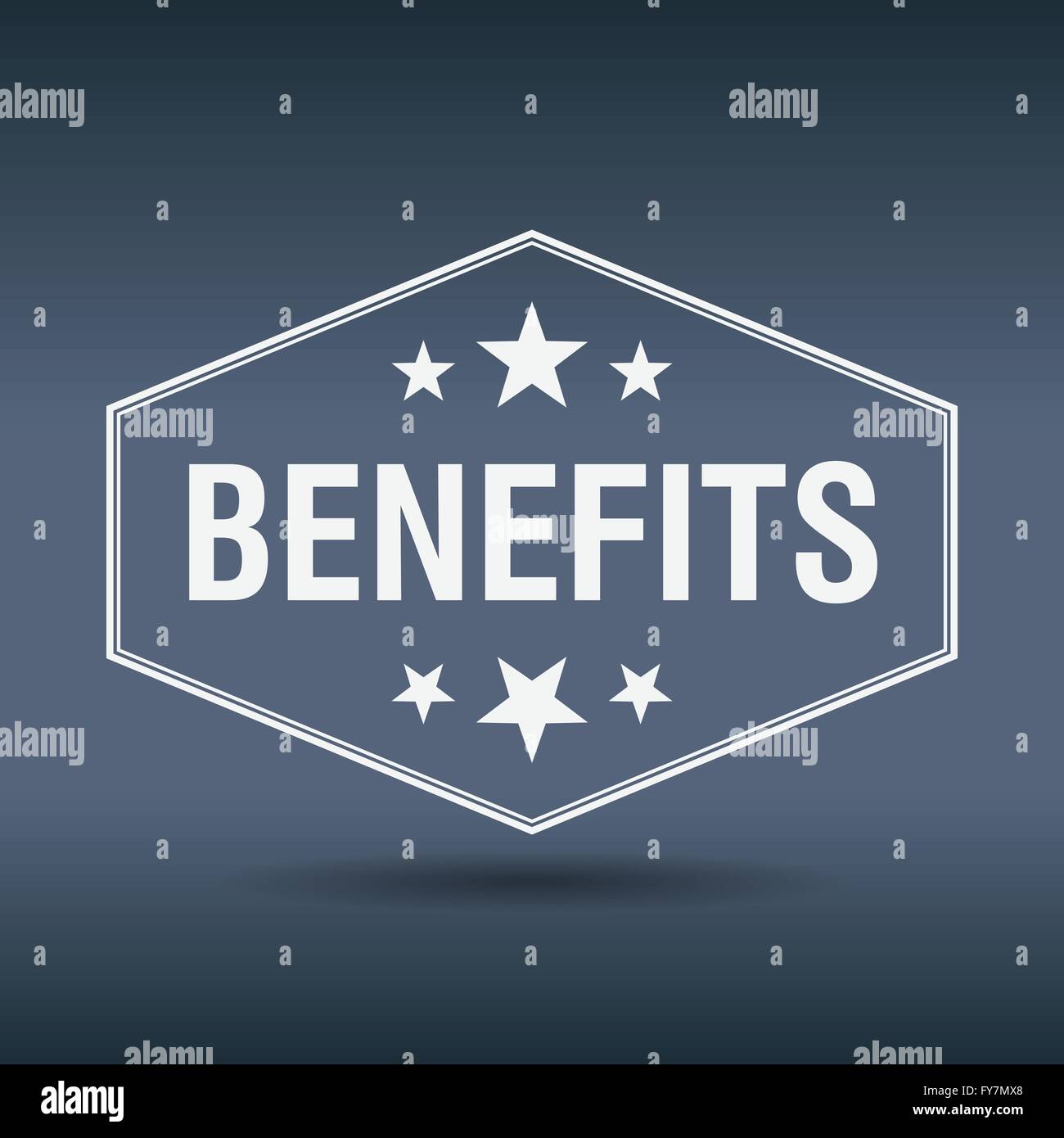 benefits hexagonal white vintage retro style label Stock Vector Image ...
