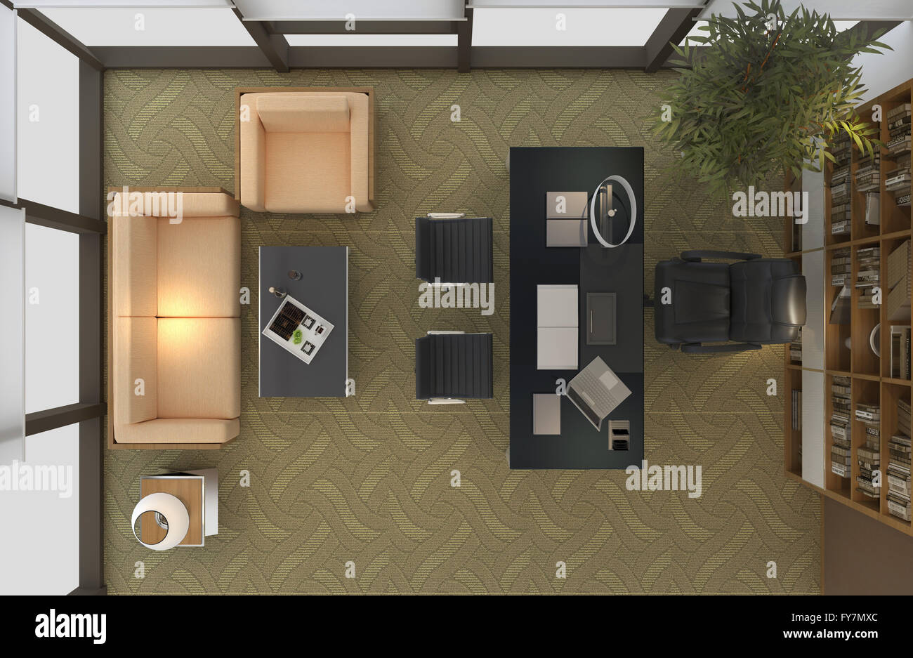 Office Top View Stock Photo - Alamy