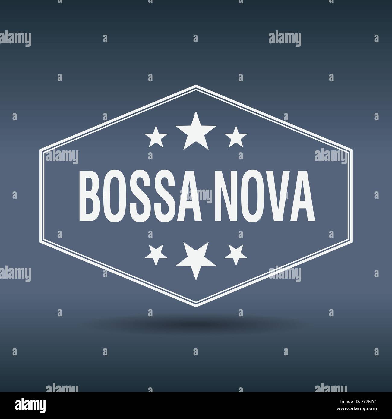 bossa nova hexagonal white vintage retro style label Stock Vector Image ...