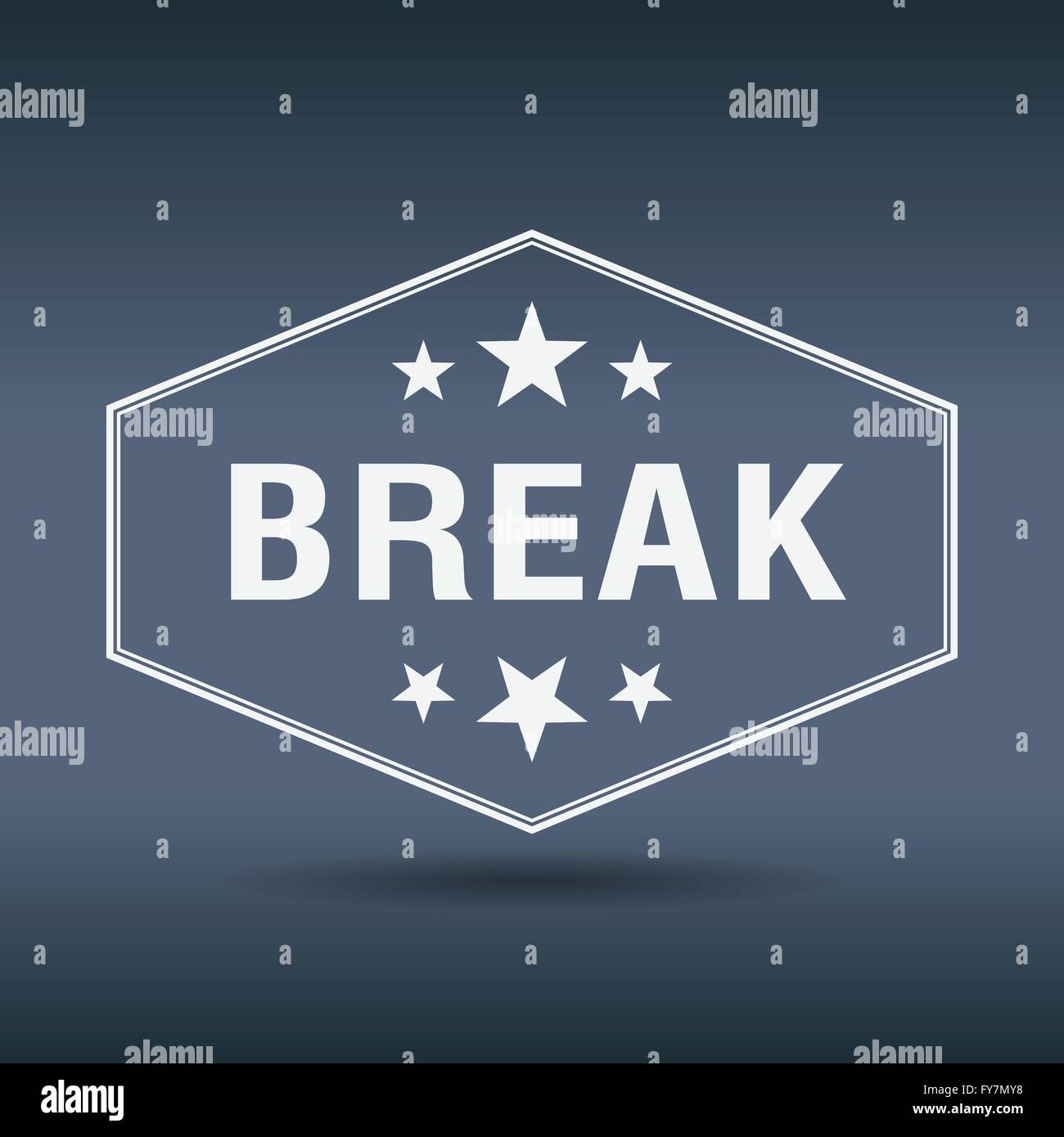 break hexagonal white vintage retro style label Stock Vector Image ...