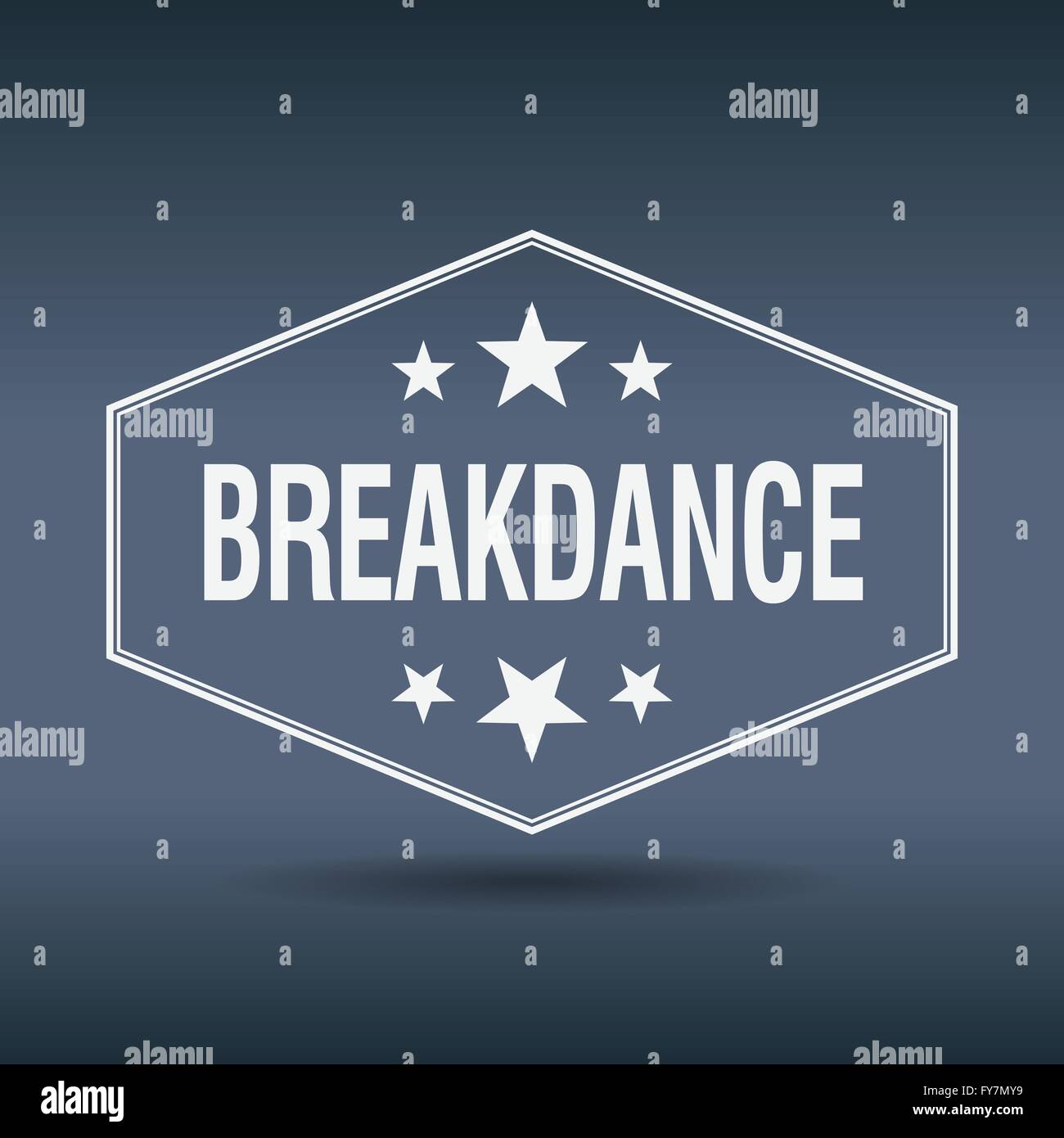breakdance hexagonal white vintage retro style label Stock Vector Image ...