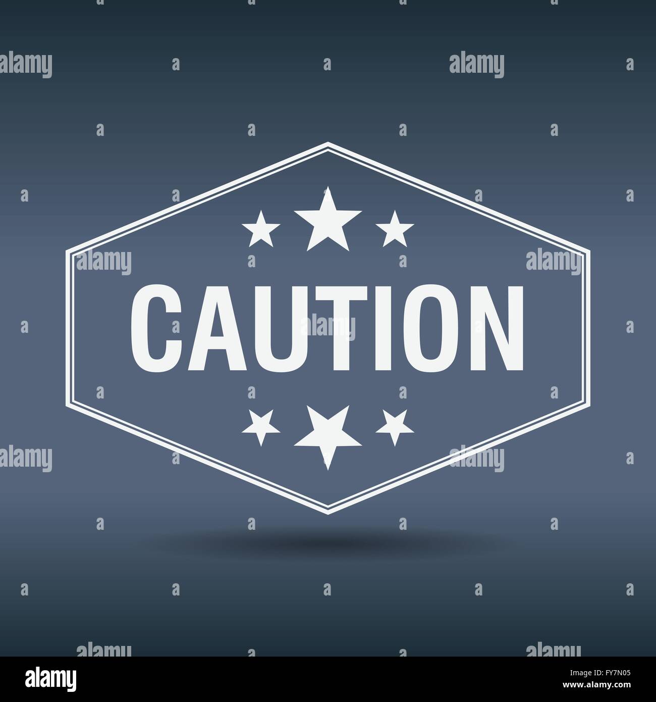 caution hexagonal white vintage retro style label Stock Vector Image ...