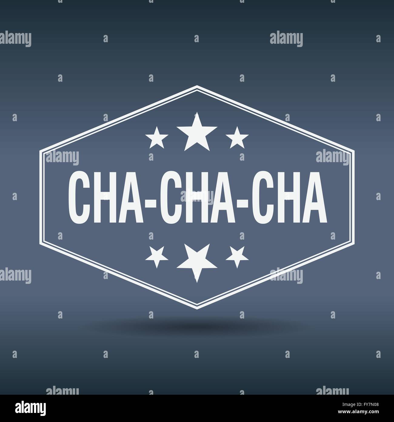 cha-cha-cha hexagonal white vintage retro style label Stock Vector ...