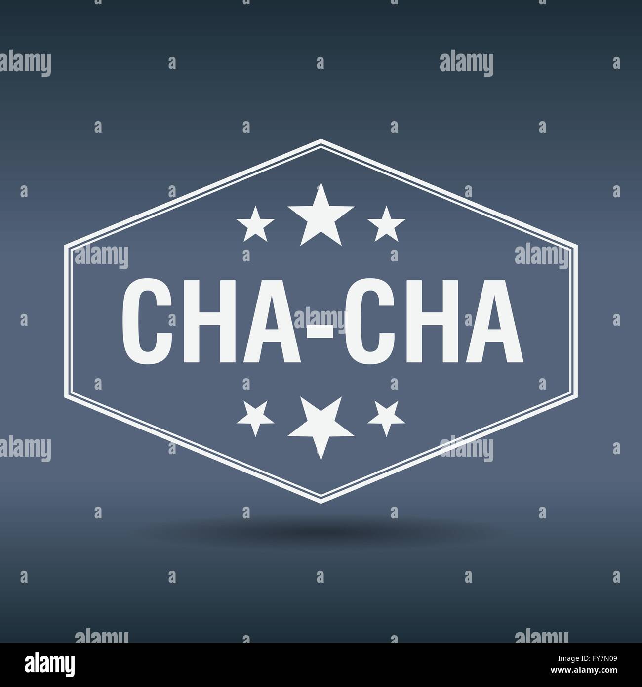 cha-cha hexagonal white vintage retro style label Stock Vector Image ...