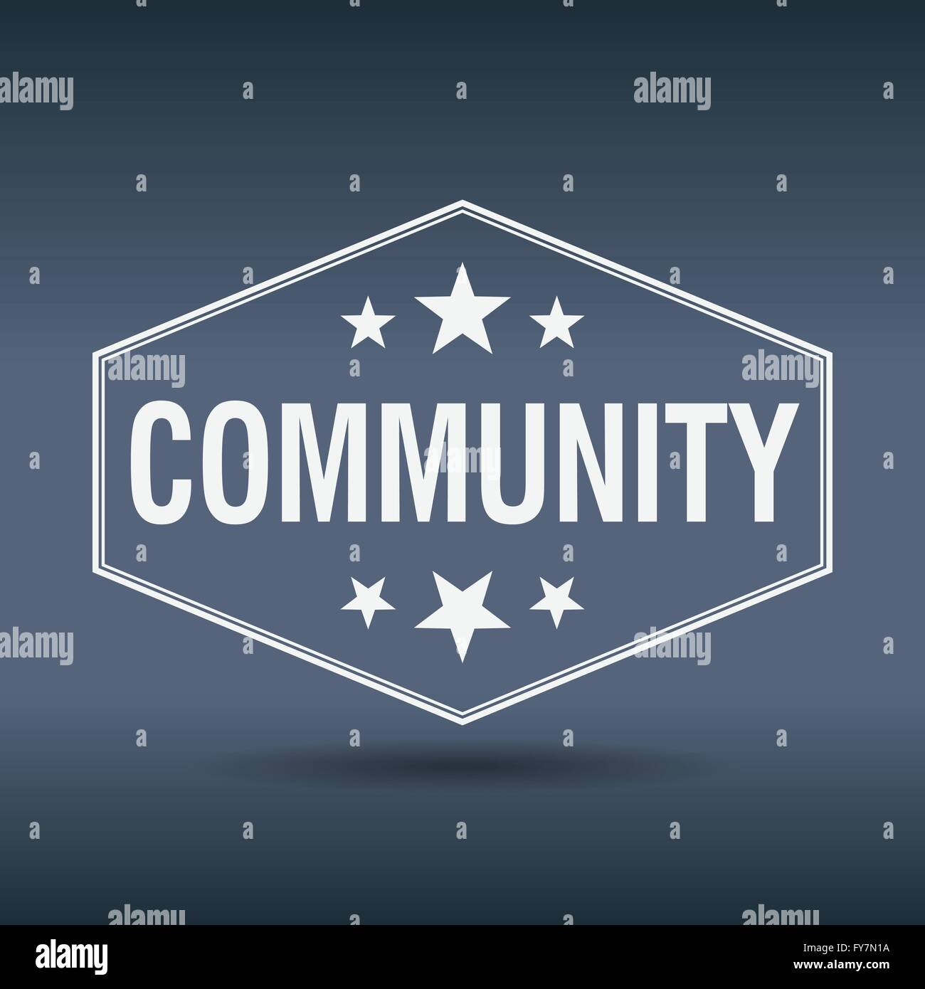 community hexagonal white vintage retro style label Stock Vector Image ...