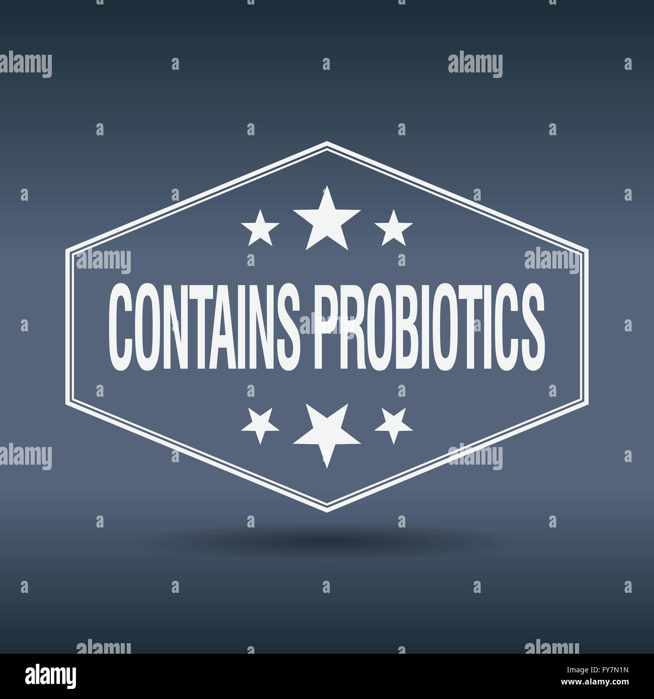 contains probiotics hexagonal white vintage retro style label Stock ...