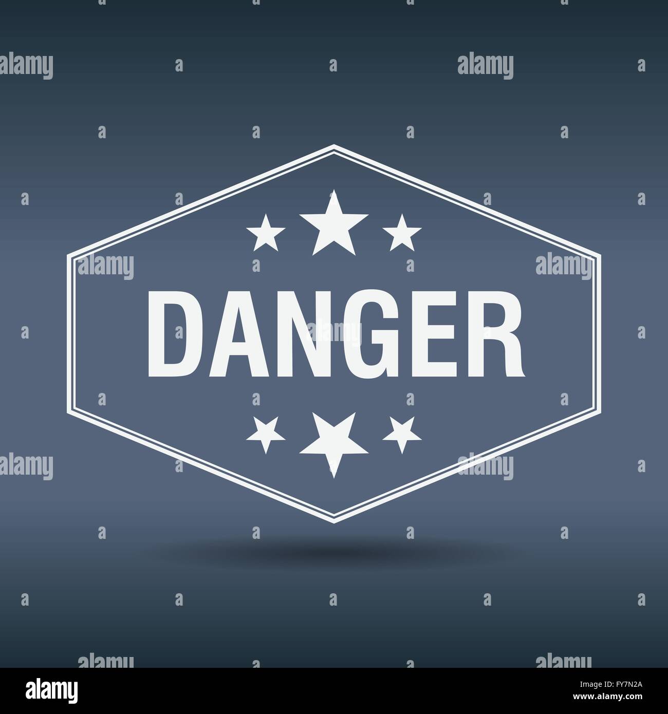 danger hexagonal white vintage retro style label Stock Vector Image ...