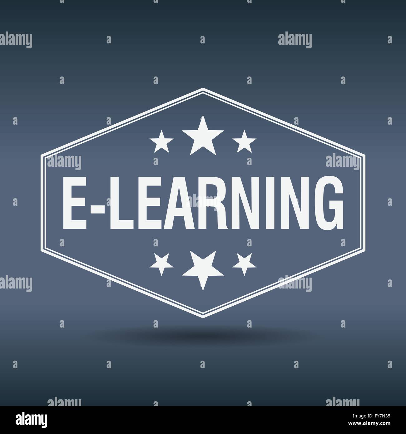 e-learning hexagonal white vintage retro style label Stock Vector Image ...