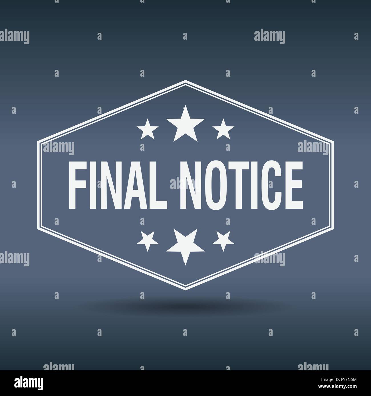 final notice hexagonal white vintage retro style label Stock Vector ...