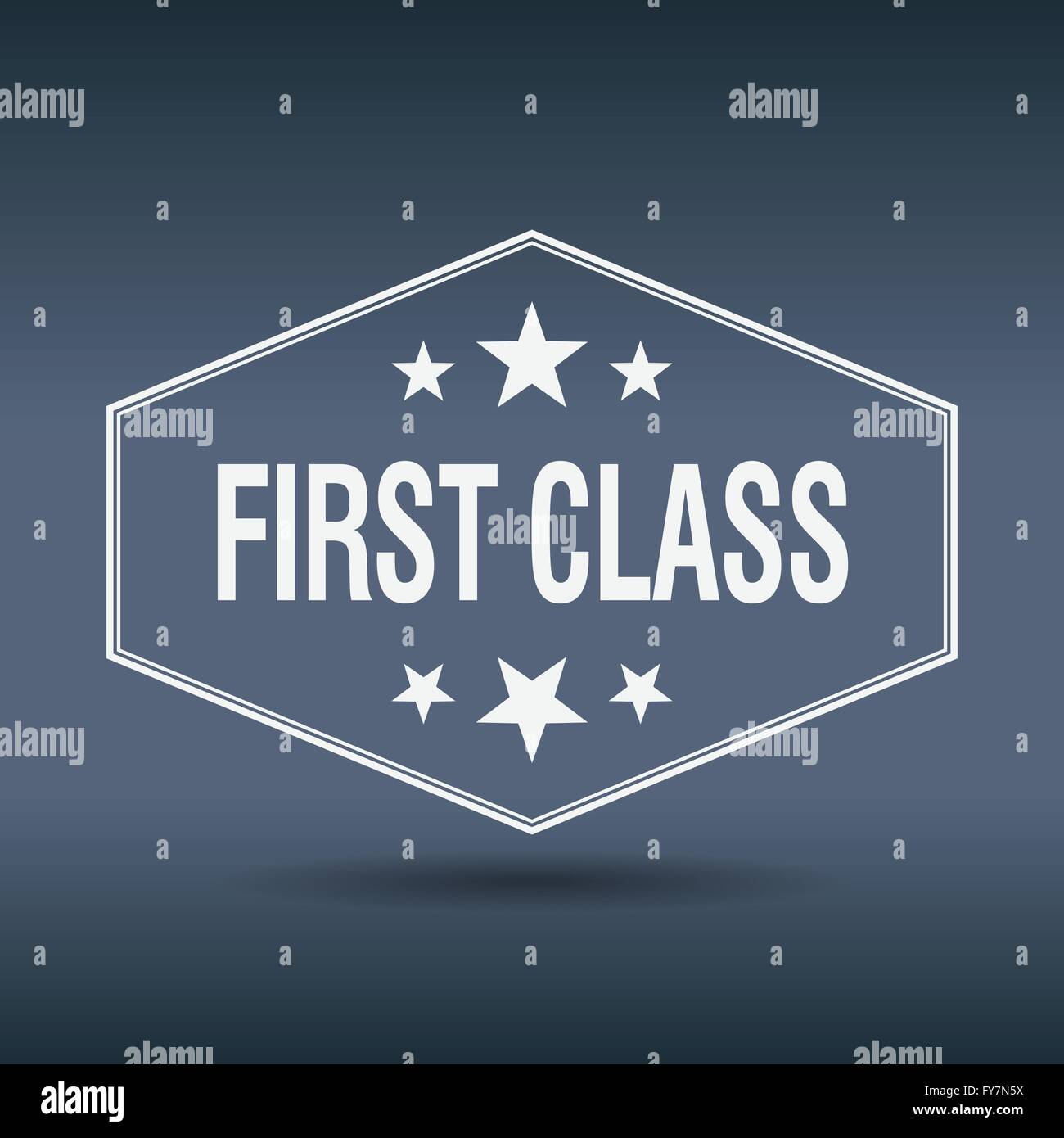 first class hexagonal white vintage retro style label Stock Vector ...