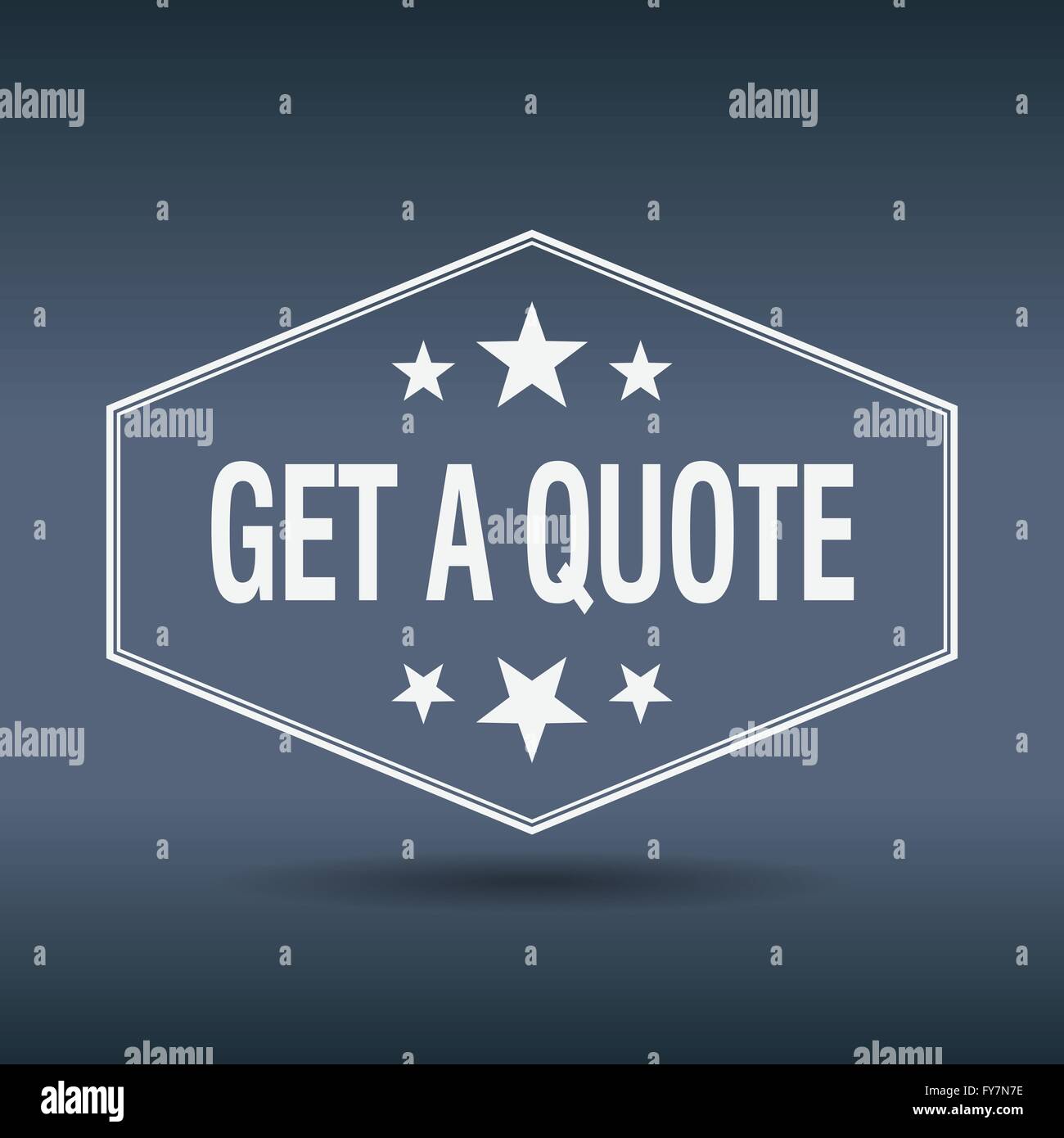 get a quote hexagonal white vintage retro style label Stock Vector ...