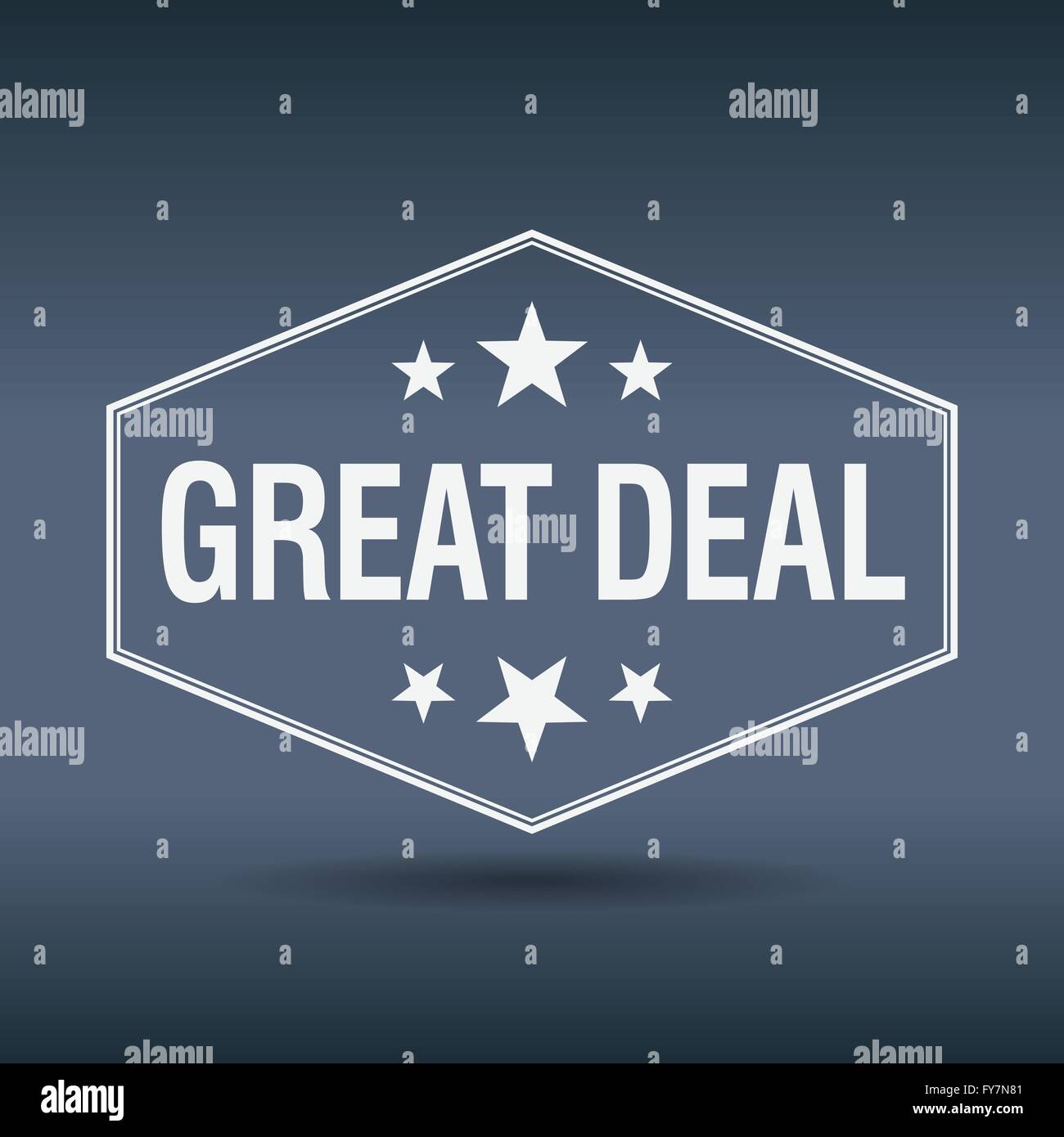 great deal hexagonal white vintage retro style label Stock Vector Image ...