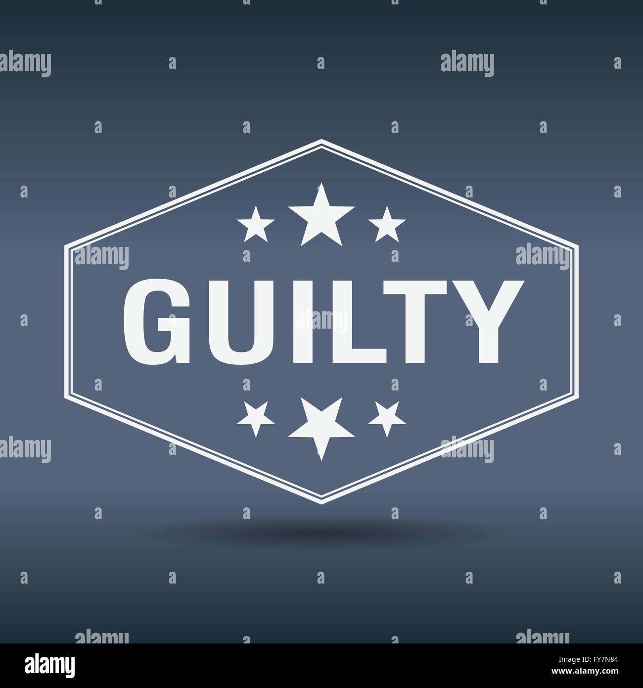 guilty hexagonal white vintage retro style label Stock Vector Image ...