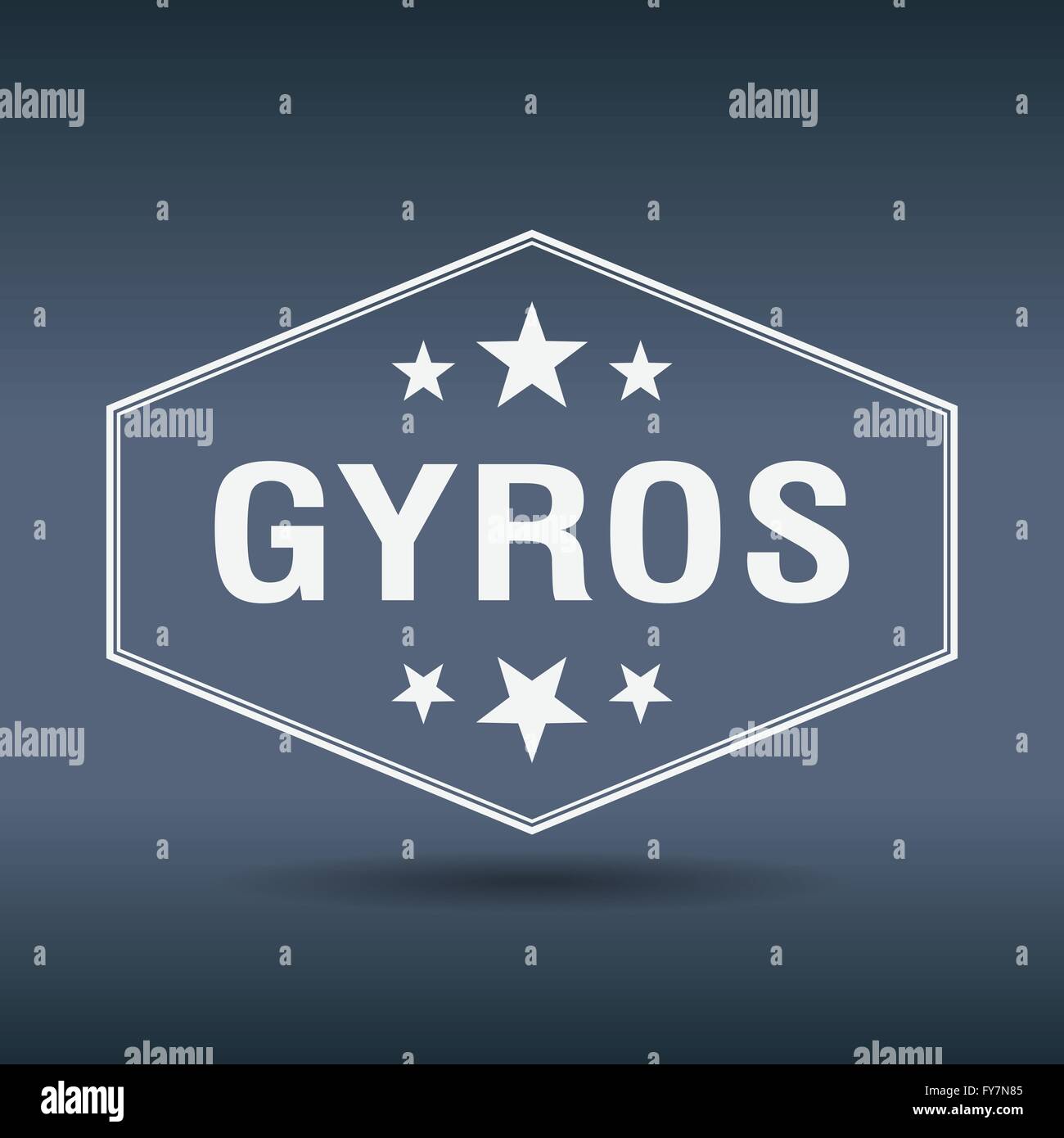 gyros hexagonal white vintage retro style label Stock Vector Image ...