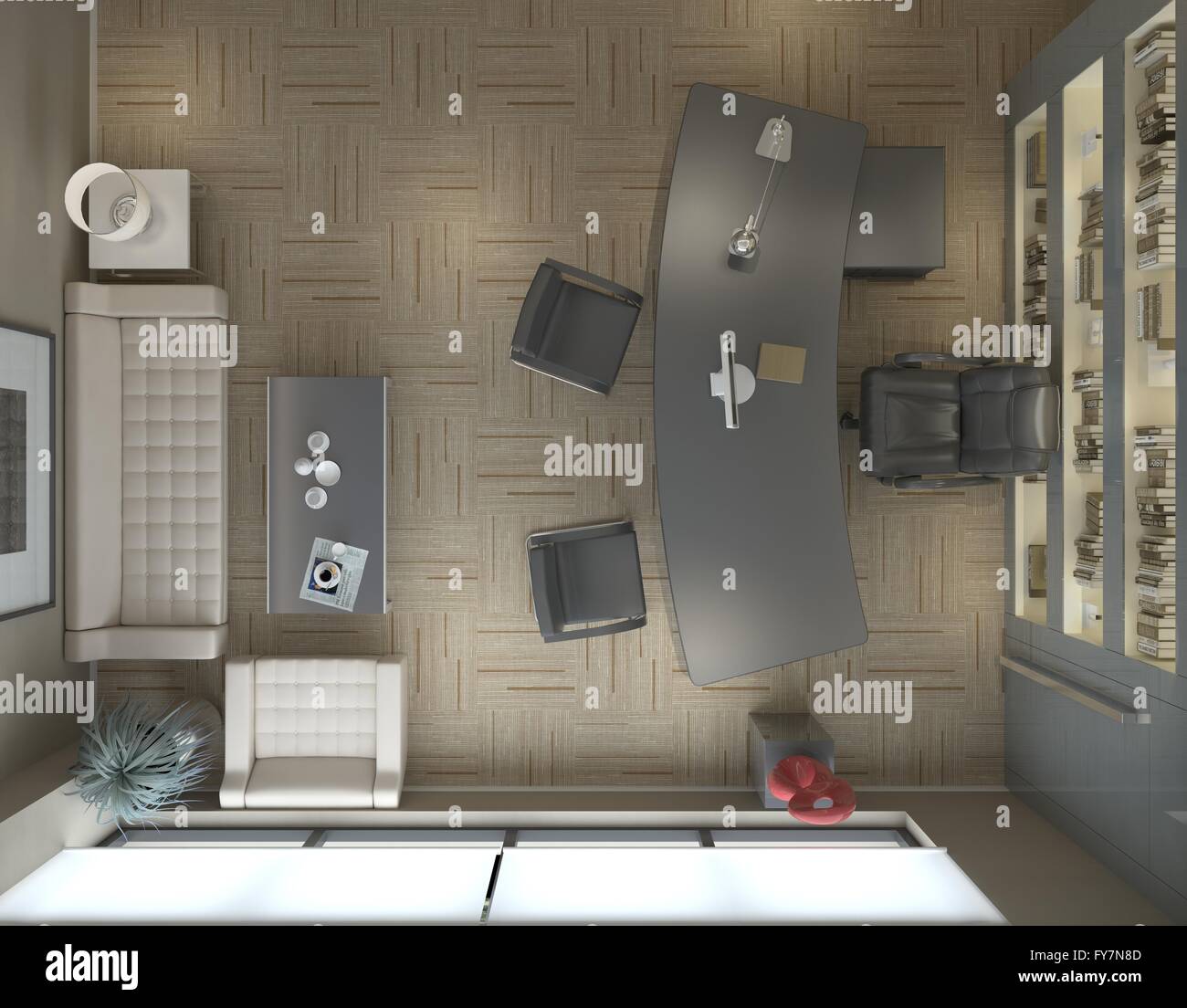 Office Top View Stock Photo - Alamy